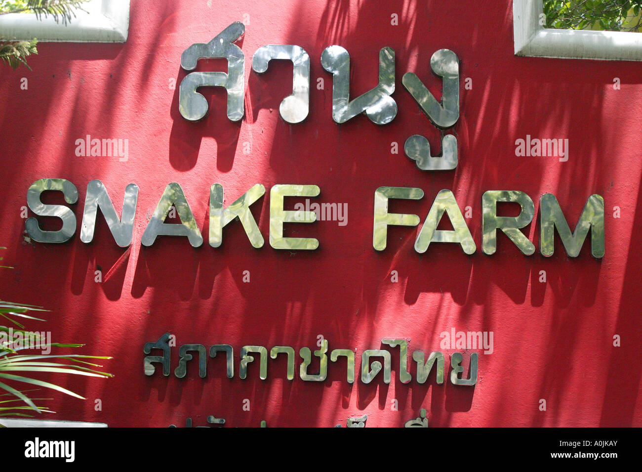 A sign to the Queen Saovabha Memorial Institute Snake Farm Bangkok ...
