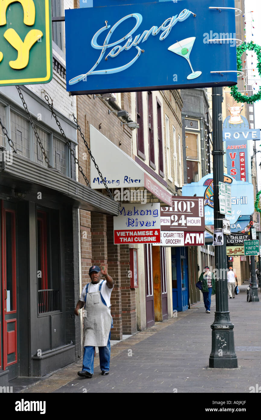 TEXAS Austin Signs on buildings on Sixth Street entertainment district ...