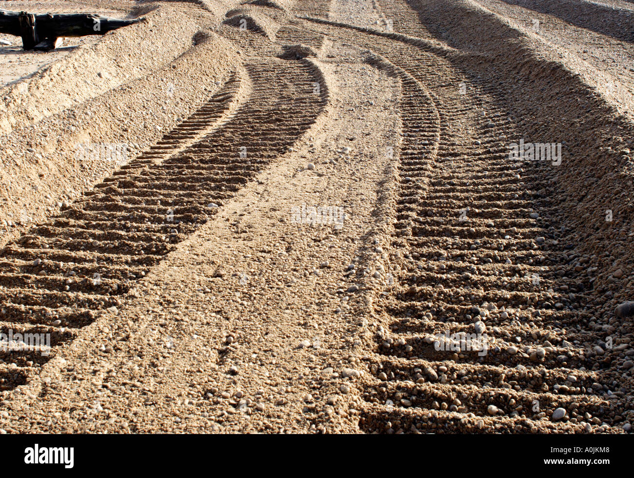 Tractor marks on pebble beach Stock Photo - Alamy