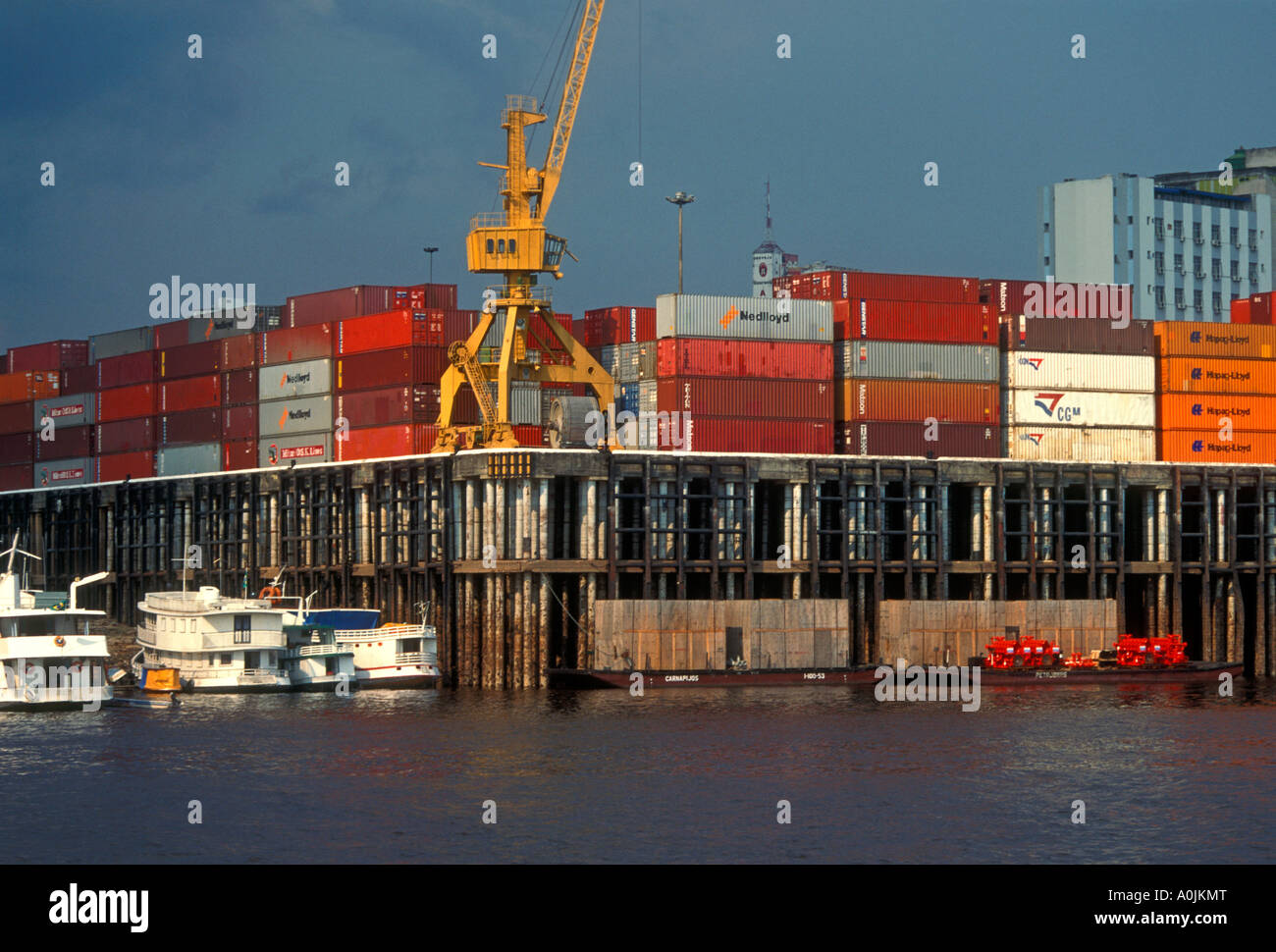 containers, container cargo, containerized cargo, dock in port in the ...