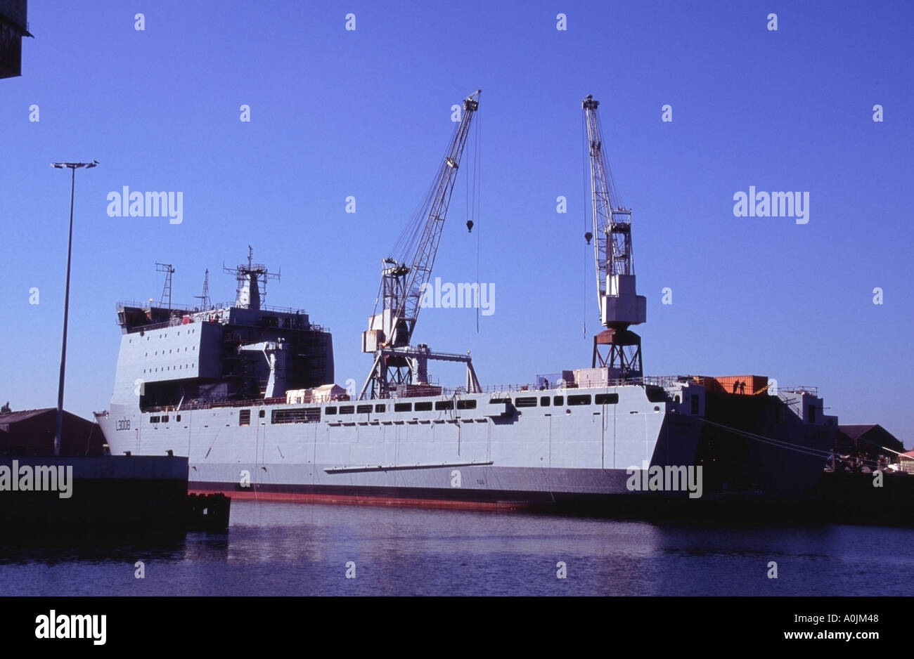 stern of RFA ship under construction at BAE Systems shipyard Govan on ...