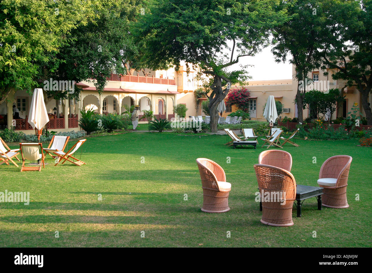 The gardens of the Rohet Garh Hotel, Pali district, near Jodhpur ...