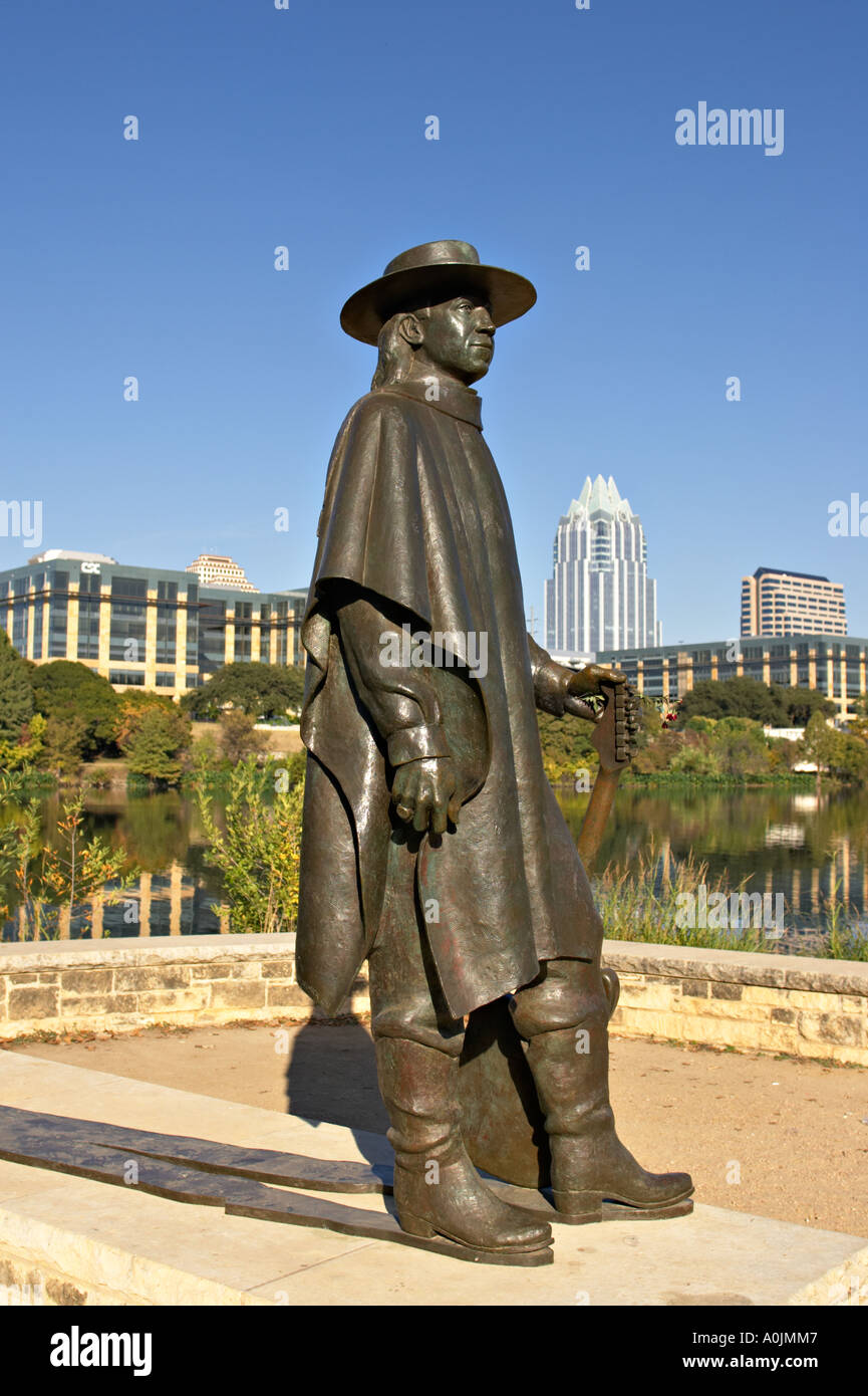 TEXAS Austin Stevie Ray Vaughan statue along shore of Town Lake ...
