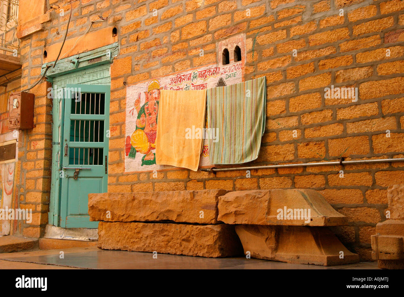 Rajasthani home on the battlements of the city of Jaisalmer, Rajasthan ...