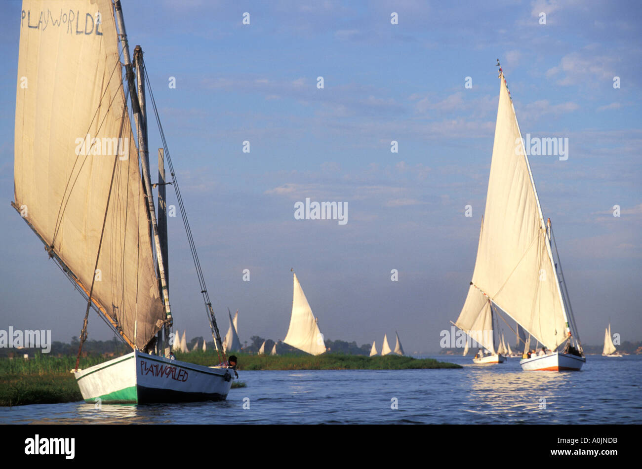 EGYPT LUXOR FELUCCAS ON NILE Stock Photo - Alamy