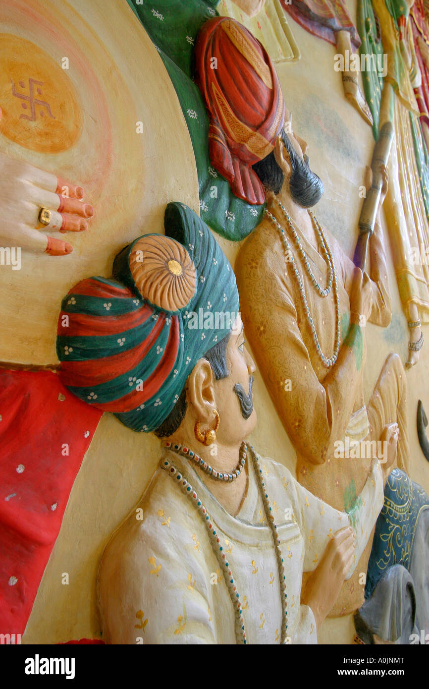 Wall relief at the Fort Raj Wada Hotel, Jaisalmer, Rajasthan, India ...