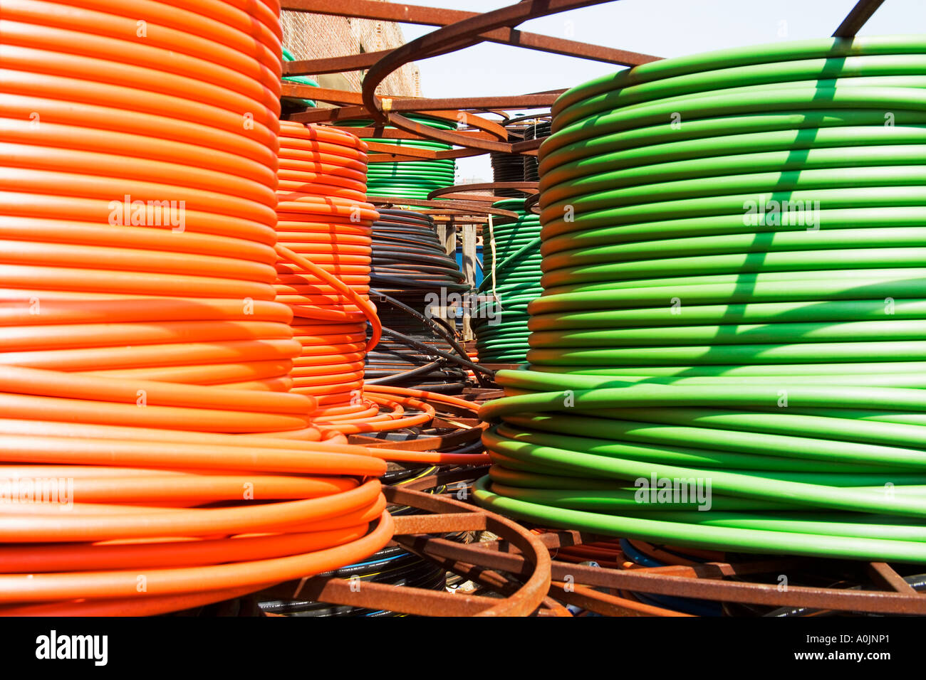 CONSTRUCTION, WIRE, SPOOLS, LARGE, TUBING Stock Photo - Alamy