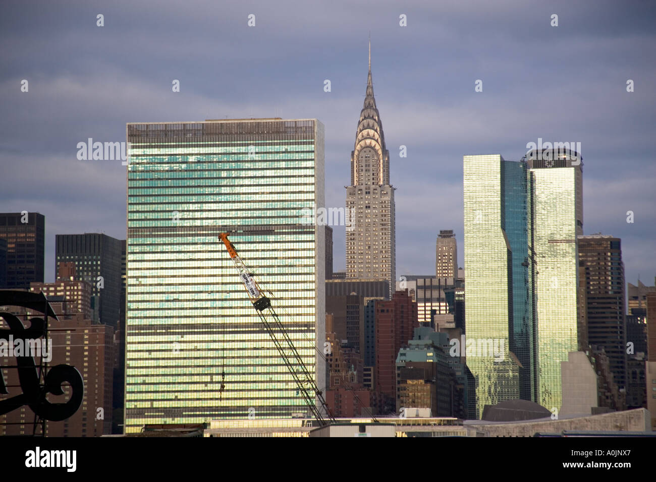 UNITED NATIONS AND CHRYSLER BUILDING BEHIND CONSTRUCTION, NYC Stock ...