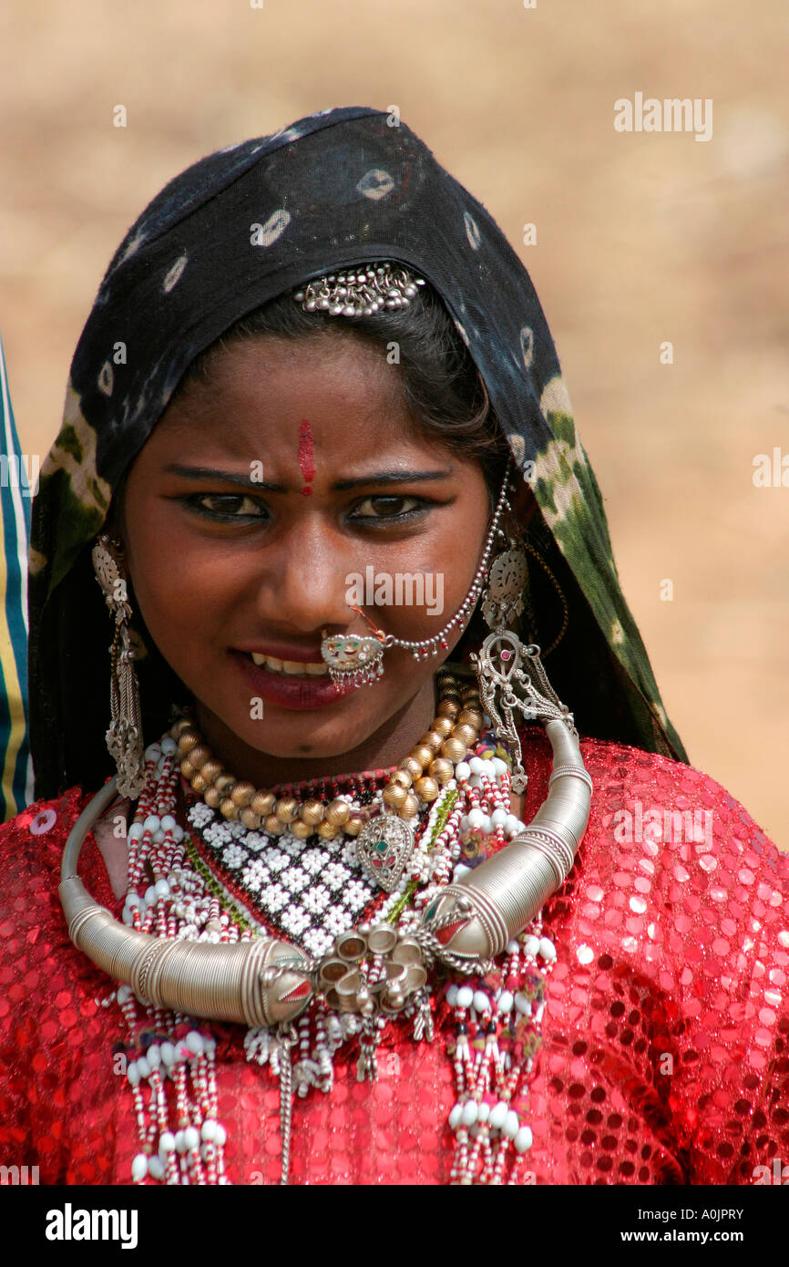 Rajasthani girl at the camel fair at Pushkar, Rajasthan, India Stock ...