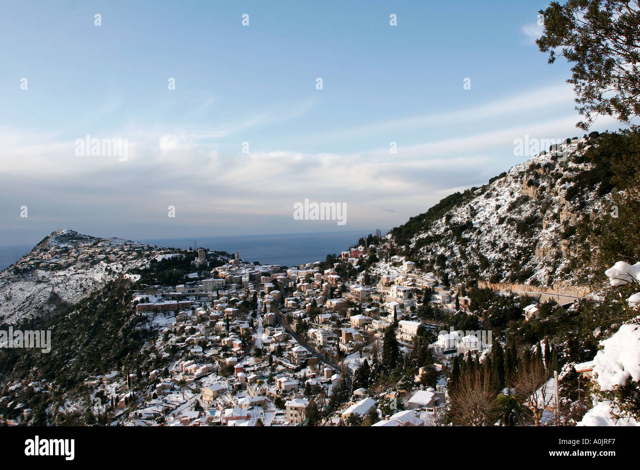 French riviera under snow Stock Photo - Alamy