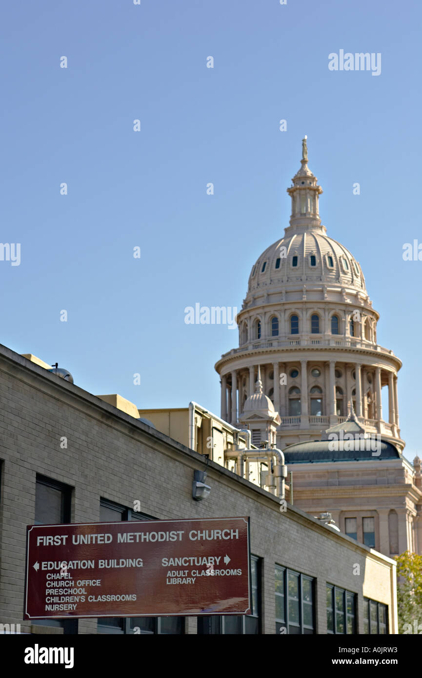 TEXAS Austin First United Methodist Church directional sign dome of ...
