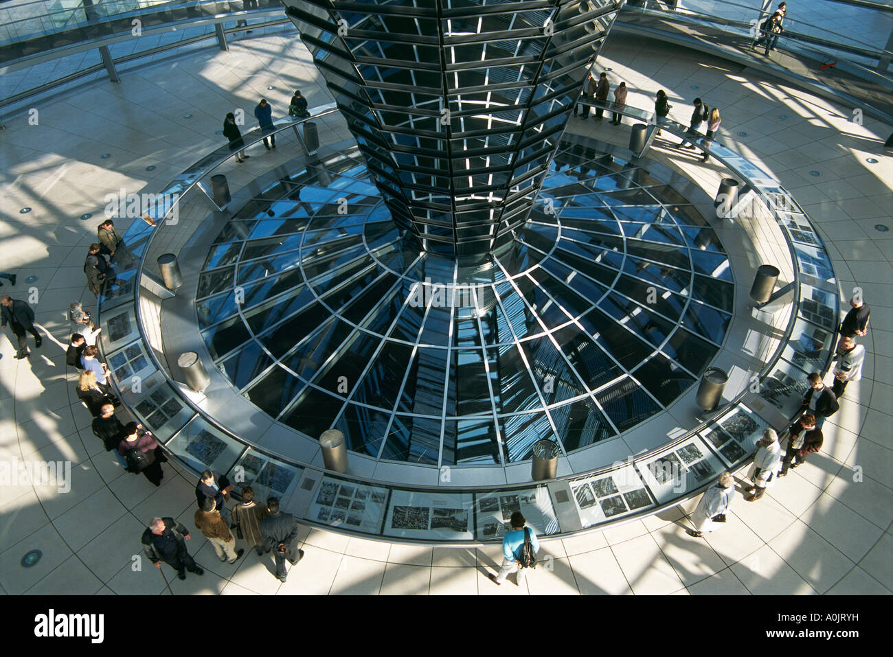 Interior of the glass dome of the Reichstag designed by Sir Norman ...