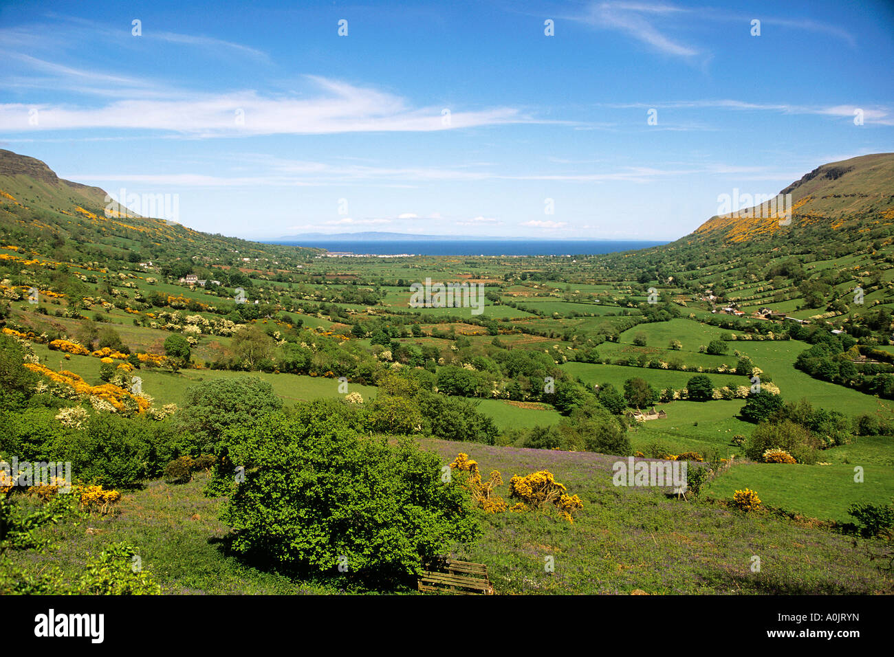 View across the rolling hills of the chequered countryside of the ...