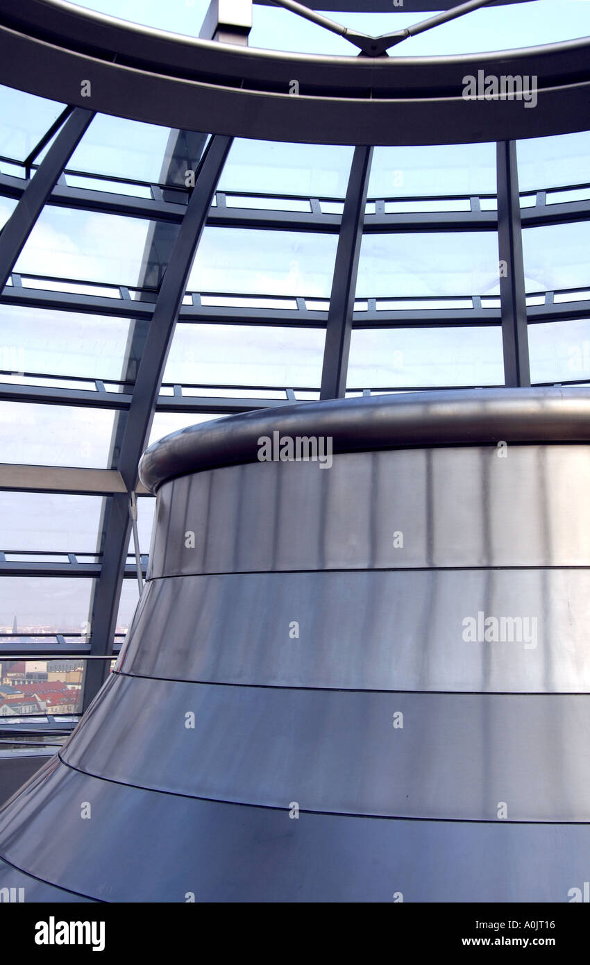 Detail at the top of the new glass dome over the Reichstag in Berlin ...