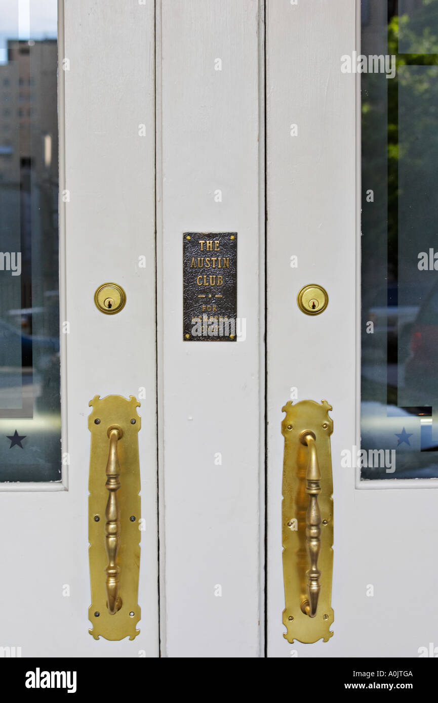 TEXAS Austin The Austin Club for members only sign on white door two ...