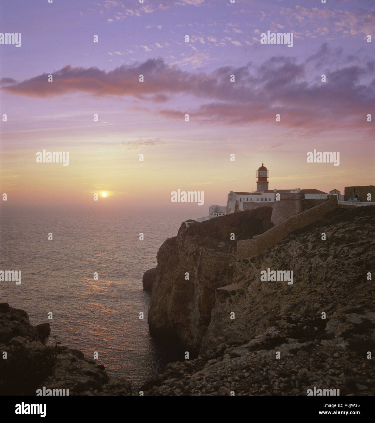 Portugal the Algarve Cape St Vincent at Sagres, the lighthouse at ...