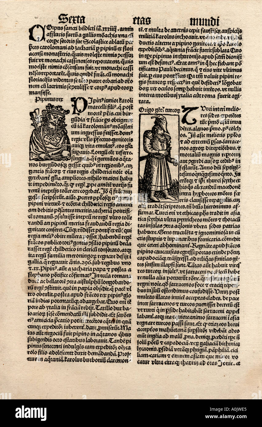 Original incunable leaf in Latin from Hartmut Schedel Liber Chronicorum ...