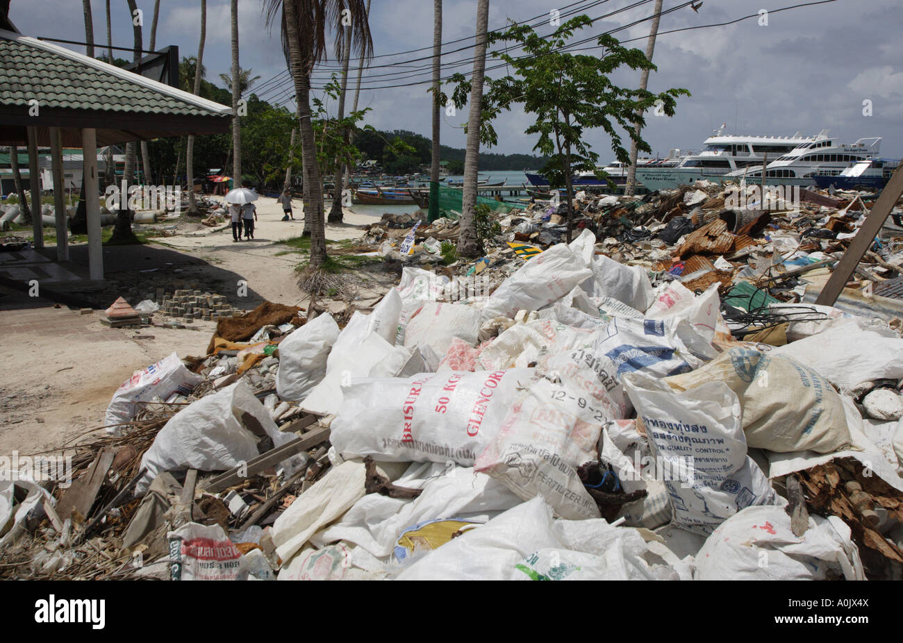 Damaged hotels and resort areas in Ko Phi Phi in Southern Thailand This ...