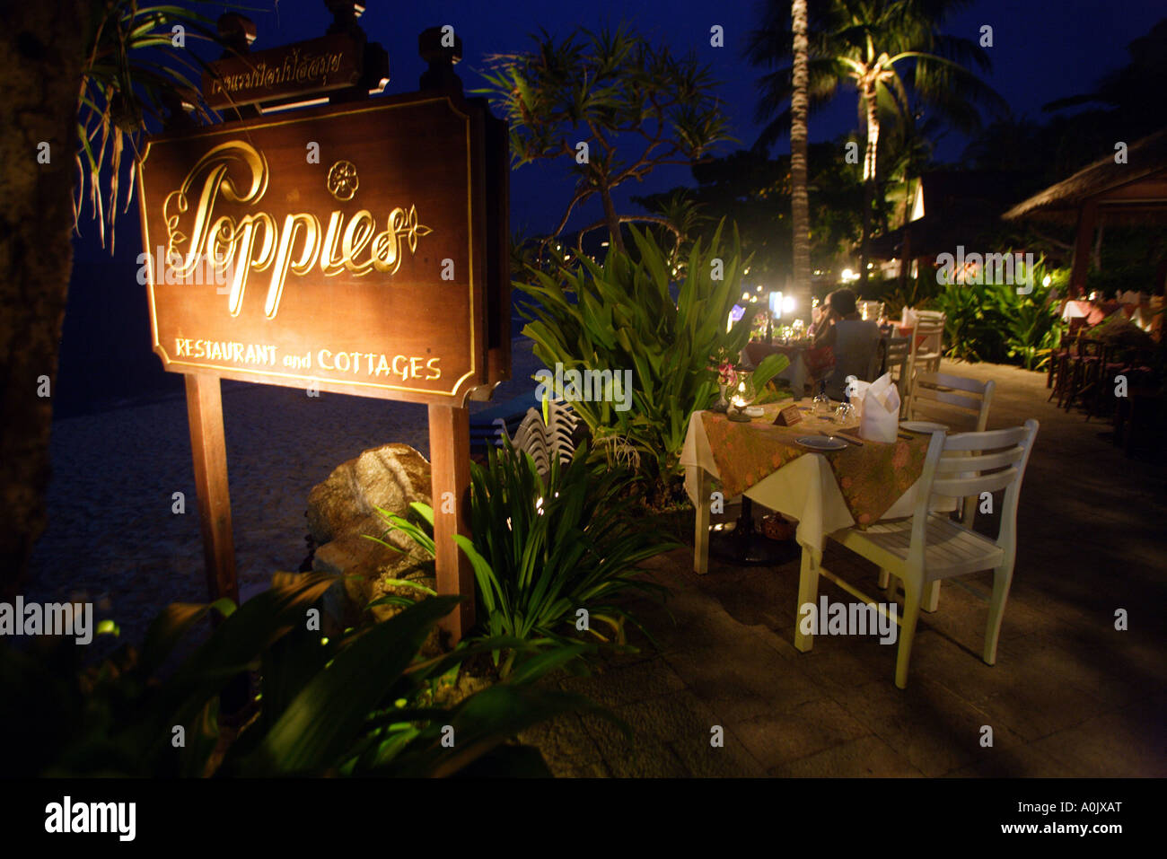 View at night of Poppies Restaurant at Poppies Hotel in Koh Samui ...