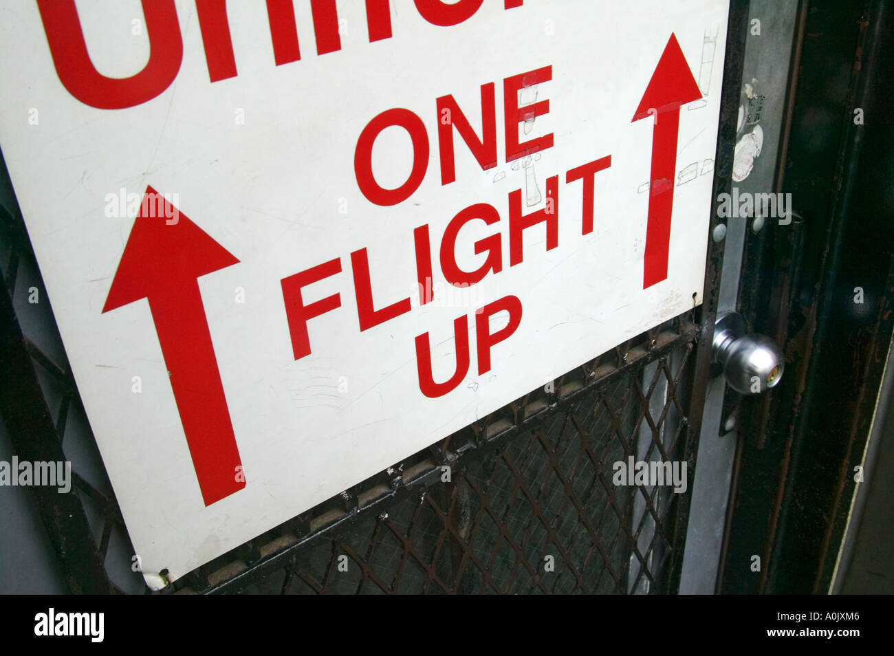 ONE FLIGHT UP SIGN Stock Photo - Alamy