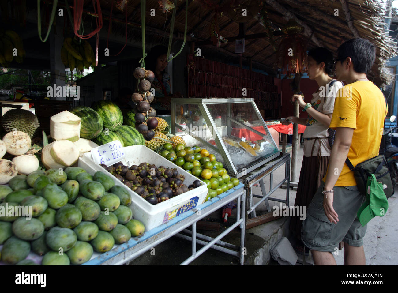 A fruit stall on Koh Tao Turtle Island in Southern Thailand The island ...