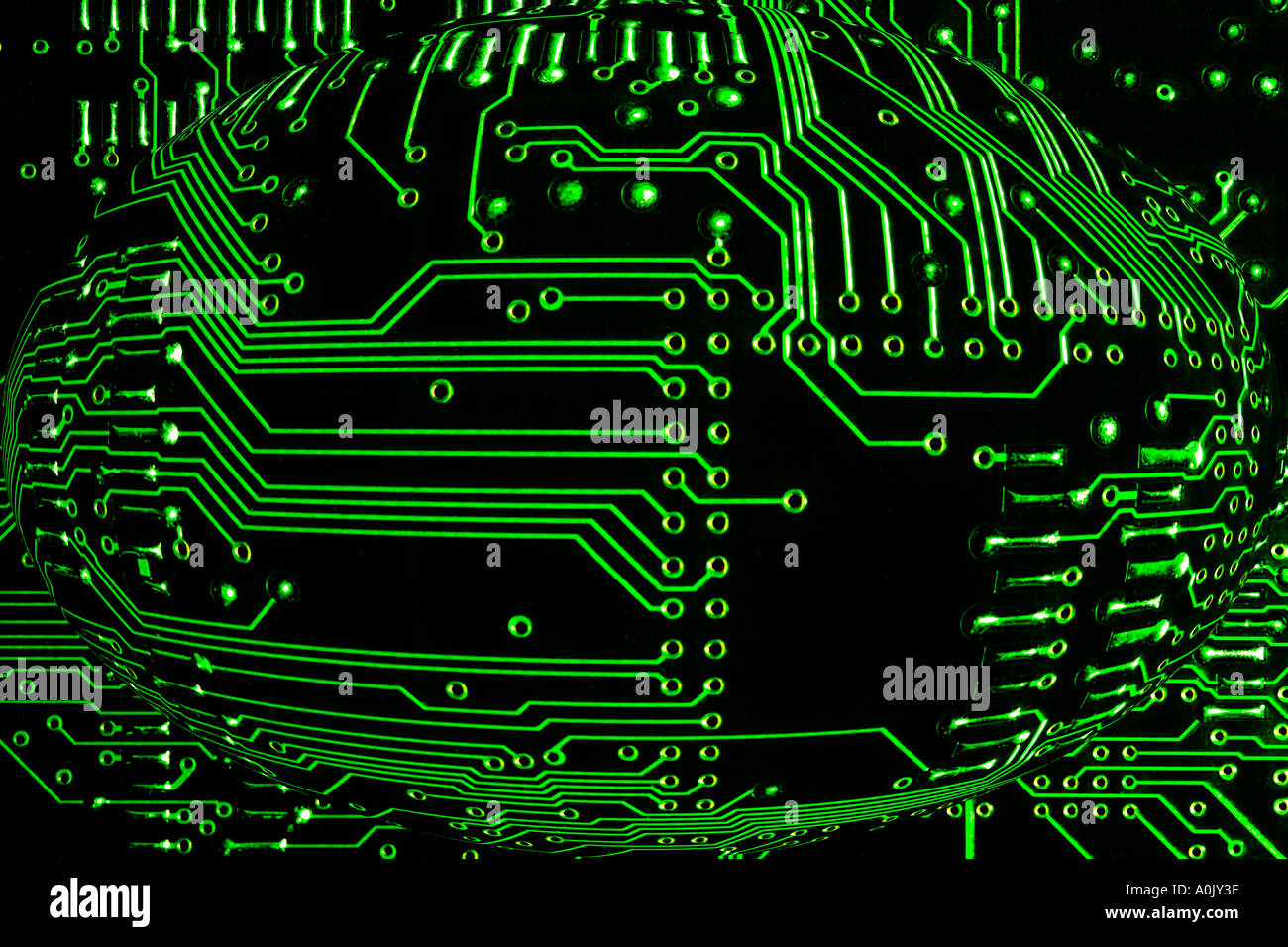Distorted bulging computer circuit board Stock Photo - Alamy