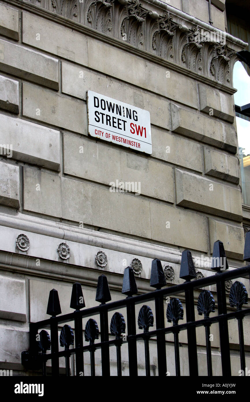 Downing Street sign on Whitehall London England Stock Photo - Alamy