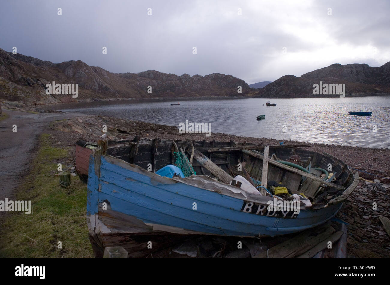 Old Boat at Diabaigh, Torridon, North West Scotland Stock Photo - Alamy