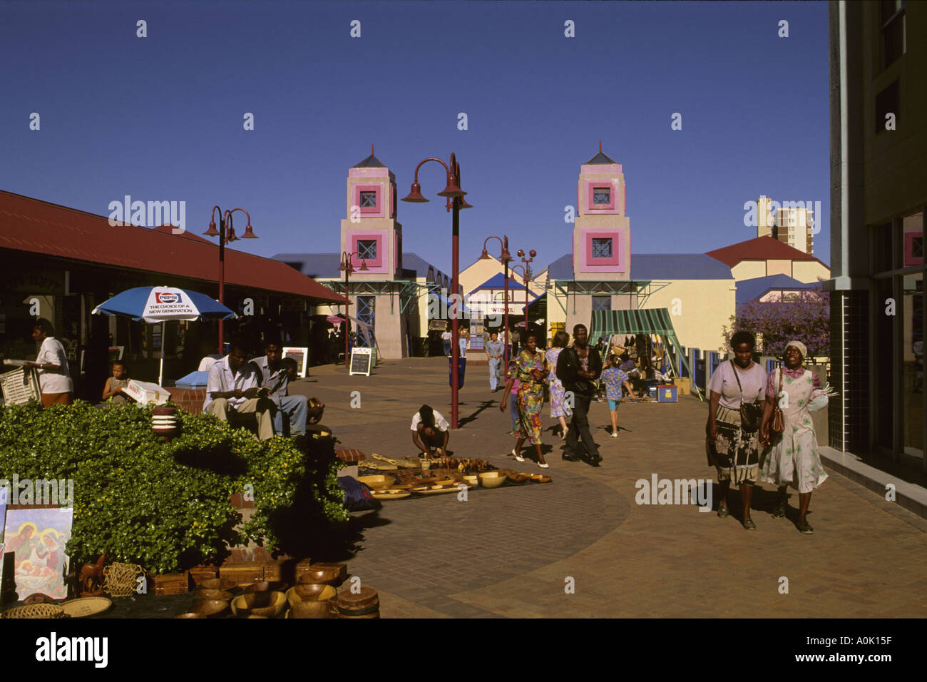 Namibia Windhoek Post Street Mall shops shopping commerce people Stock ...