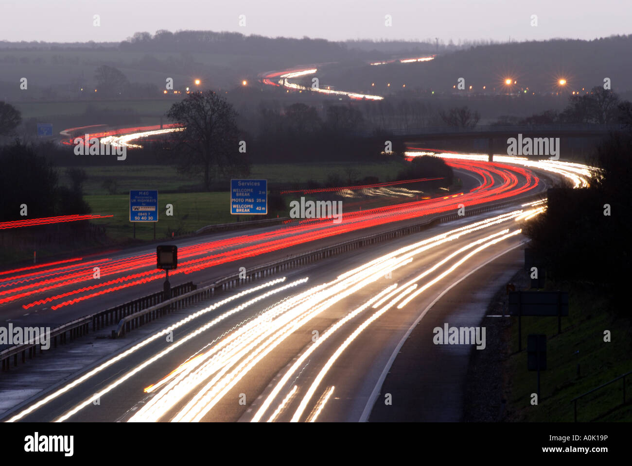M40 motorway at dawn, Warwickshire, England, UK Stock Photo - Alamy