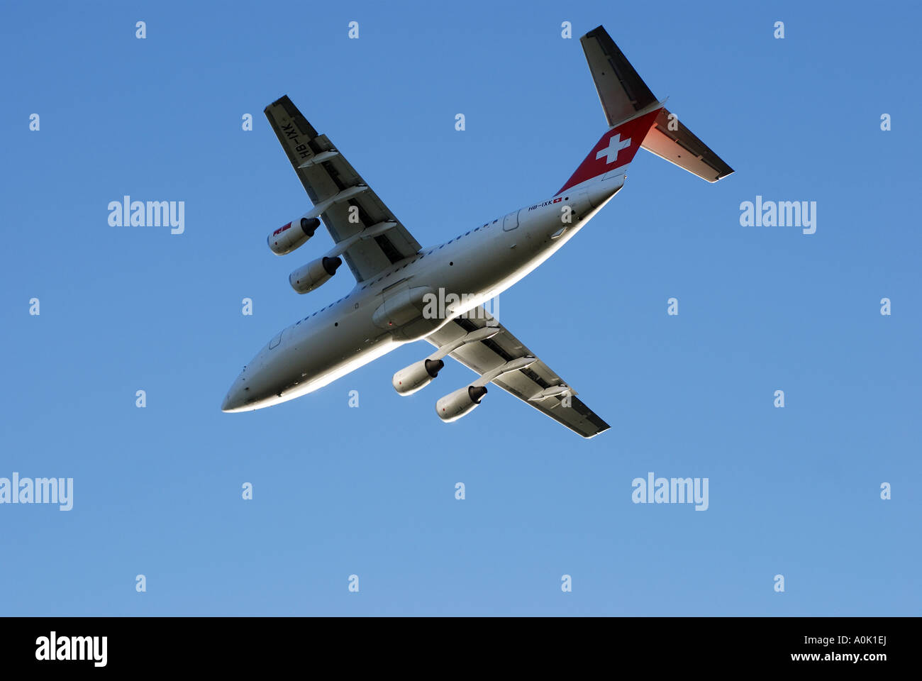 Swiss Avro RJ85 aircraft taking off at Birmingham International Airport ...