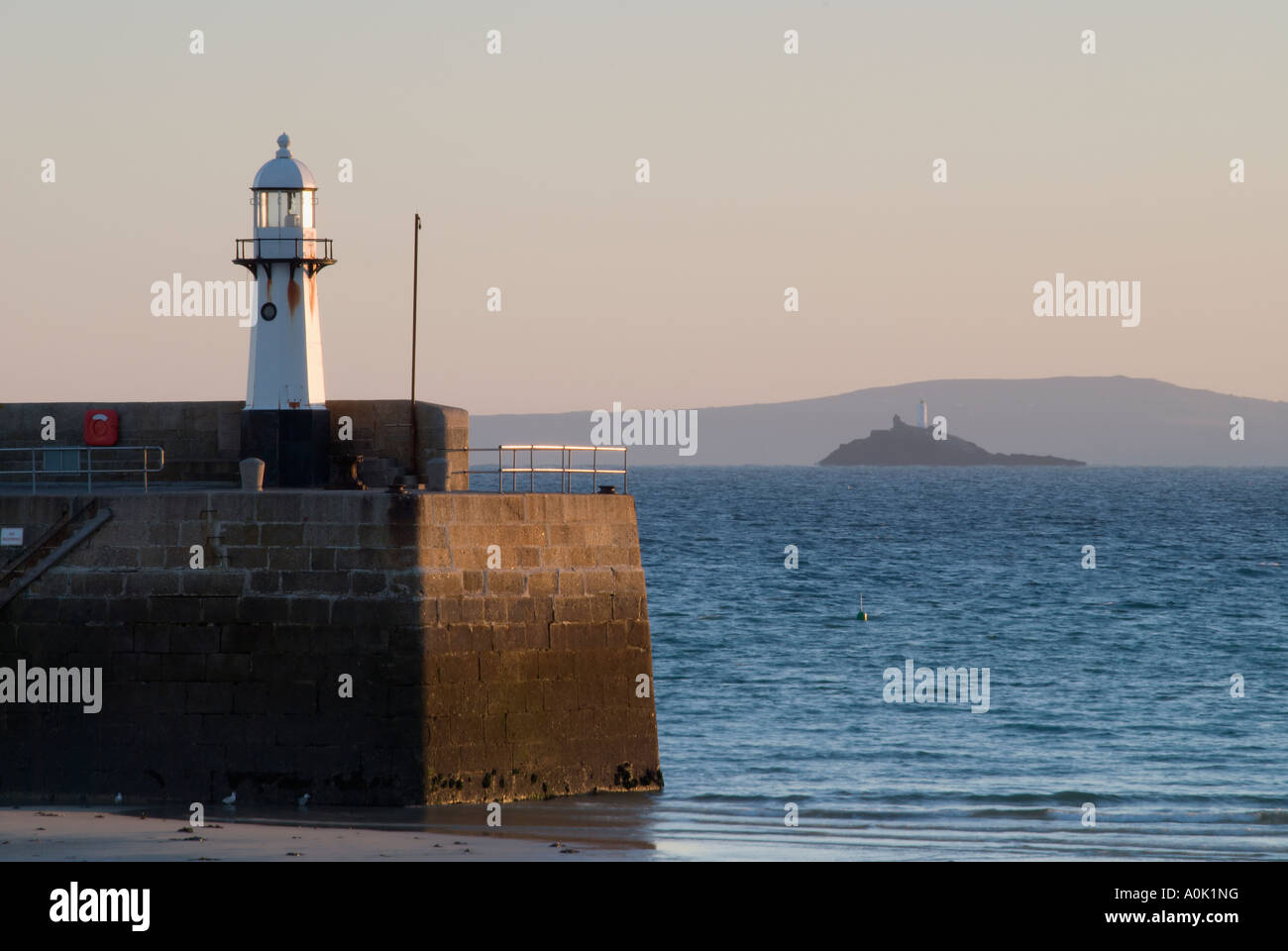 The Lighthouse at St. Ives Harbour, Cornwall, England. Godrevy ...