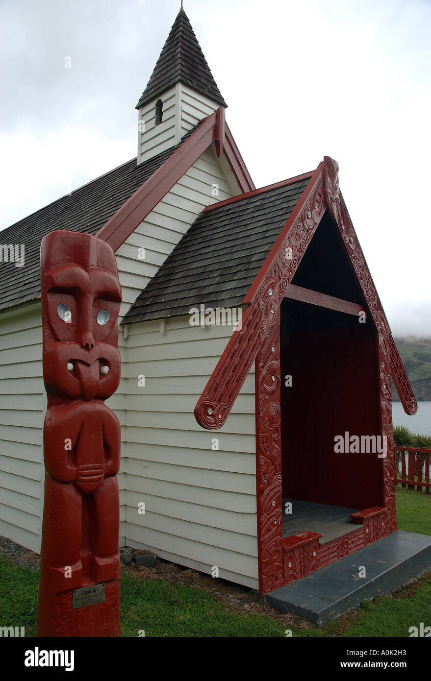 Maori church in Onuku, near Akaroa, New Zealand Stock Photo - Alamy