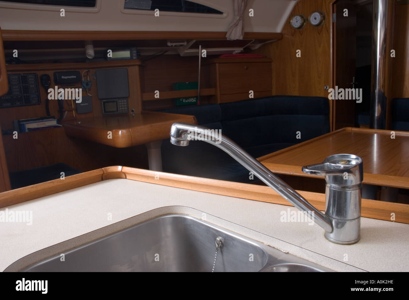 boat interior in foreground is the sink and tap in background can see ...