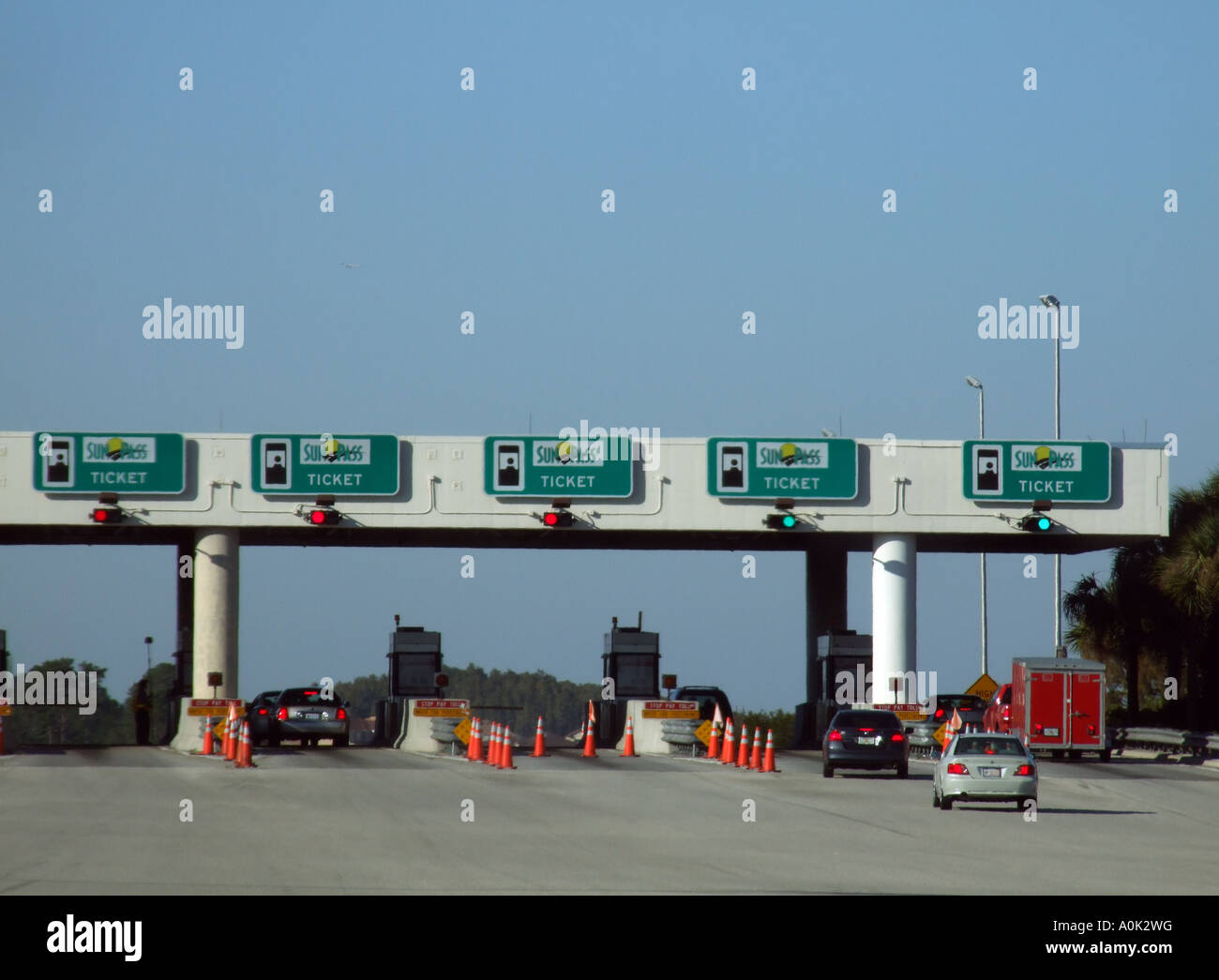 Toll station on an American highway. Florida USA Stock Photo - Alamy
