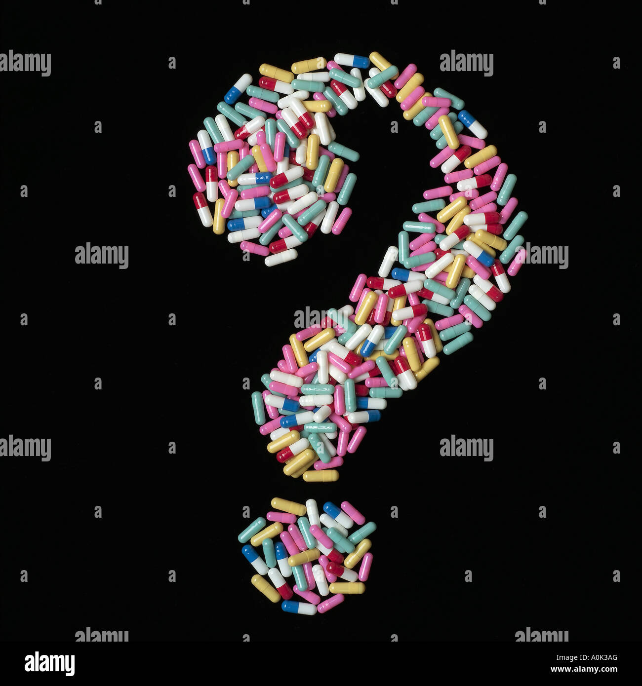 Question mark shape made with pharmaceutical capsules Stock Photo - Alamy