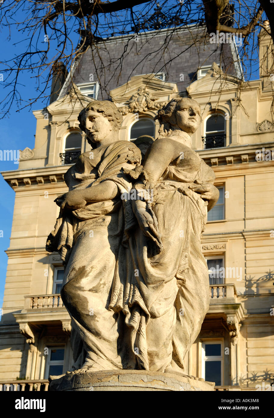 Statue of two women Cambridge Terrace Regents Park London NW1 England ...