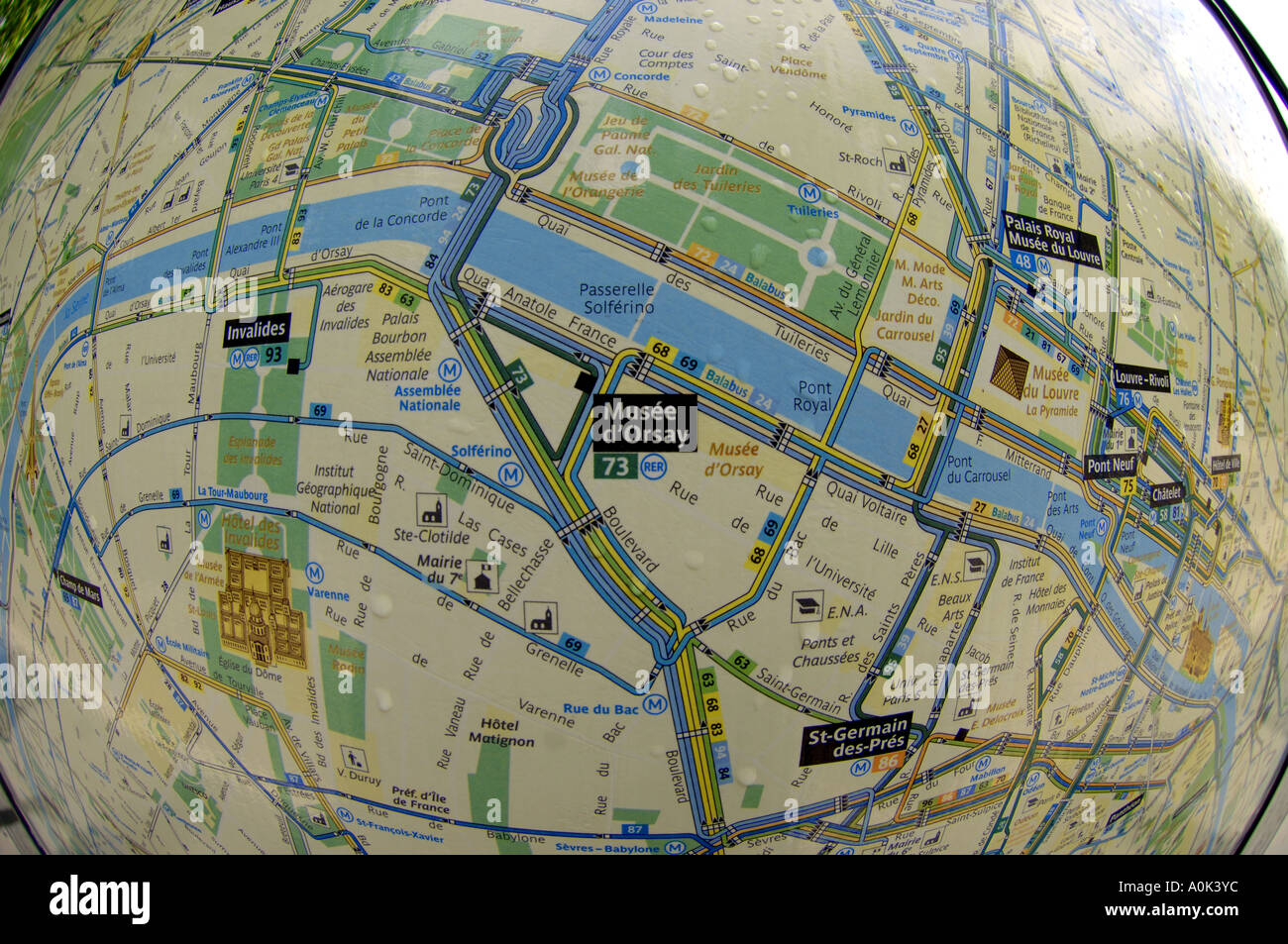 Map of paris, river seine Stock Photo - Alamy