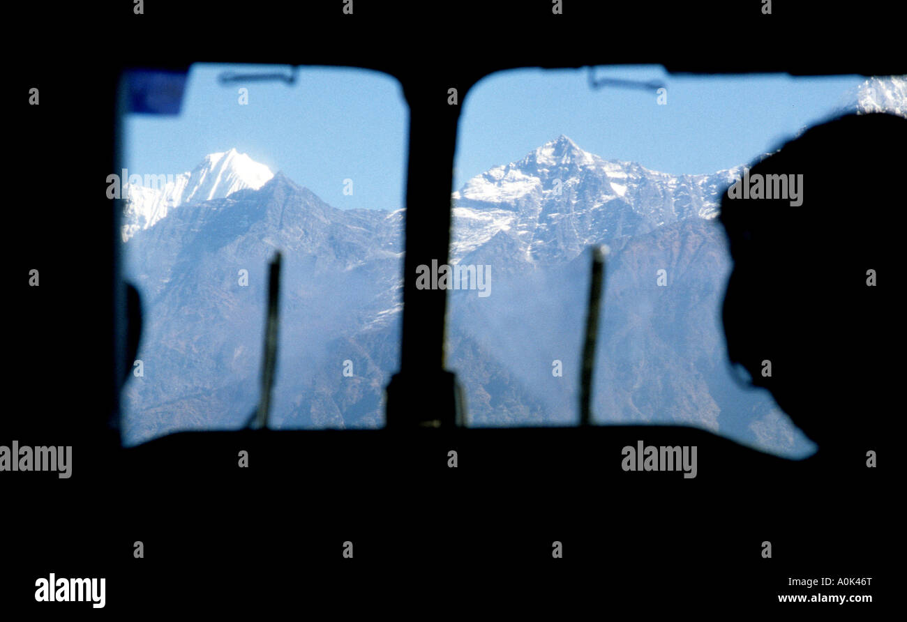 Pilots flying their plane through the peaks of the Himalayas, Nepal ...