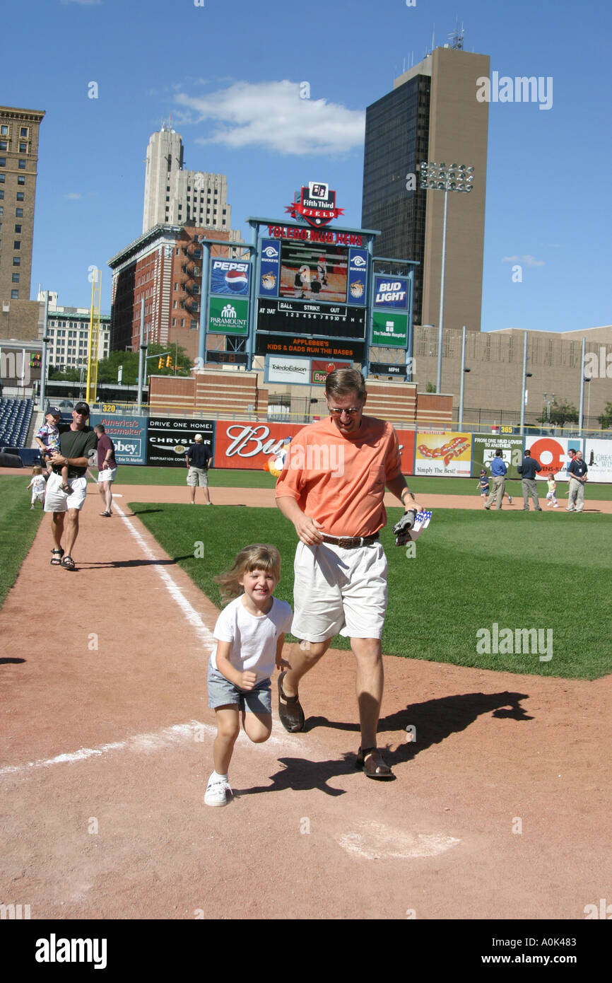Toledo Ohio,Fifth Third Field,Mud Hens baseball,fans run bases,father ...