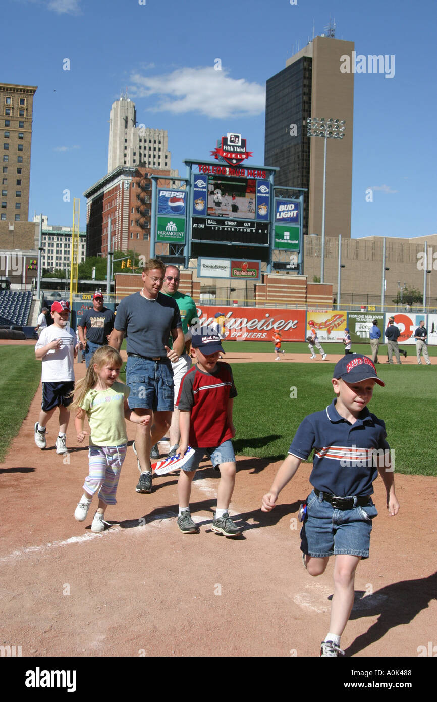 Toledo Ohio,Fifth Third Field,Mud Hens baseball,fans run bases,family ...