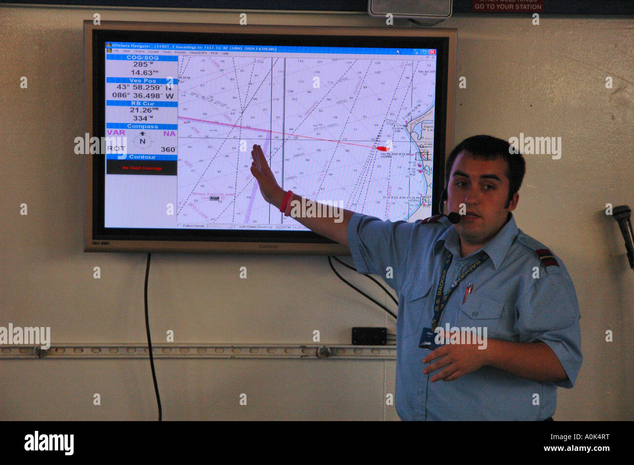 P31 018 Badger Car Ferry - Crewman Points Out Course On GPS Radar ...