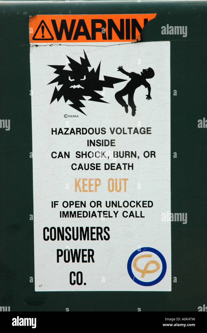 P31 024 Badger Car Ferry - High Voltage Electricity Warning Sign Stock ...