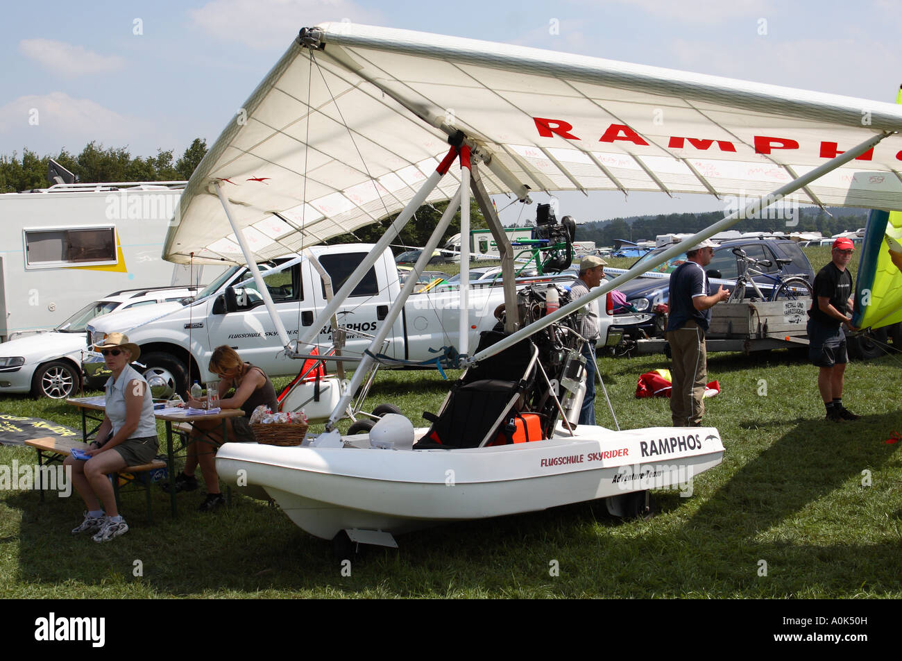 An amphibious weight-shift microlight at Tannkosh fly-in, Germany Stock ...