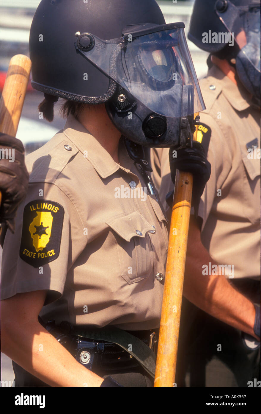Illinois state police during a lockout at the AE Staley Company in ...