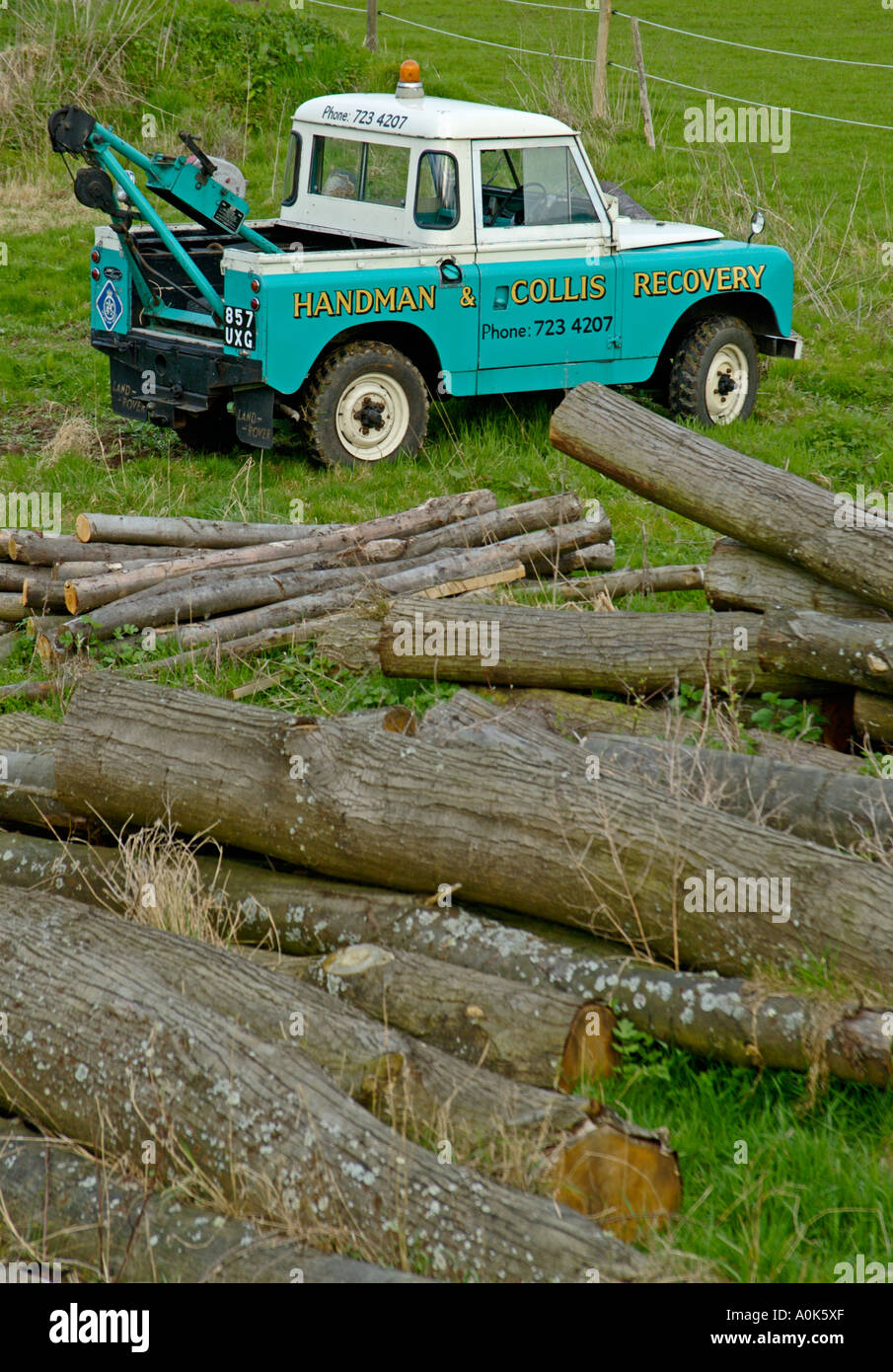 Rear view of 1958 Diesel Land Rover Series 2 SWB 88 recovery truck with ...