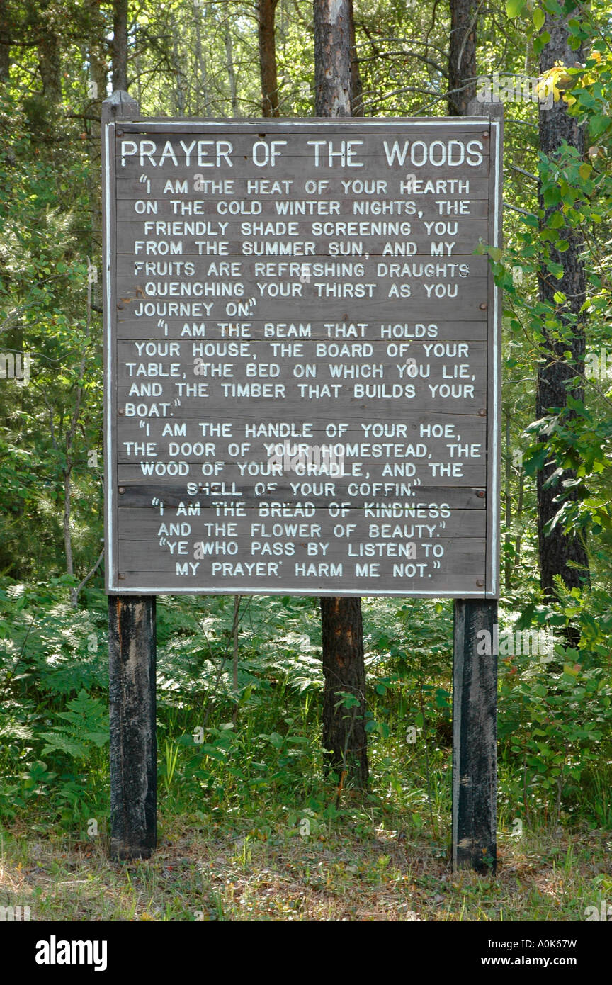 Prayer Of The Woods Sign, Pigeon River State Forest, Vanderbilt ...