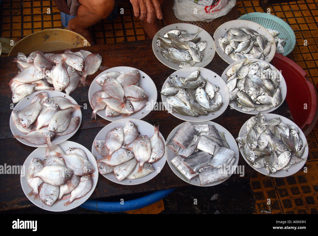 Fish for sale at in the historic merchant town of Hoi An, Vietnam Stock ...