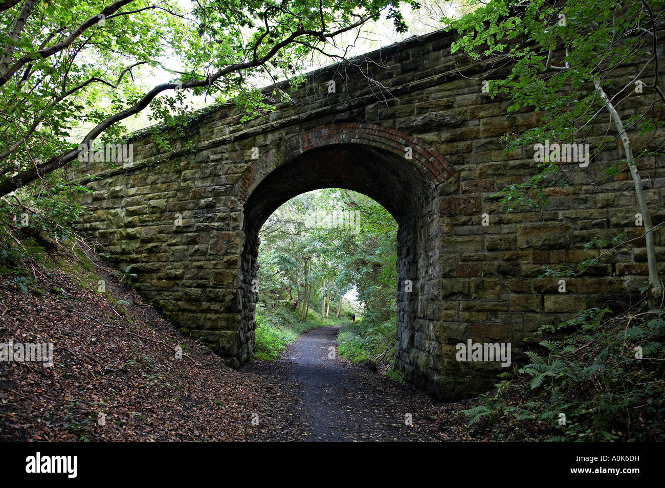 Stone bridge across a disused railway in North Yorkshire Stock Photo ...