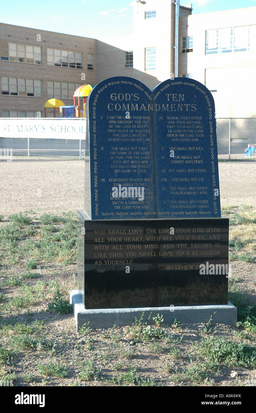 10 Commandments Statue in front of Catholic school, across the street ...
